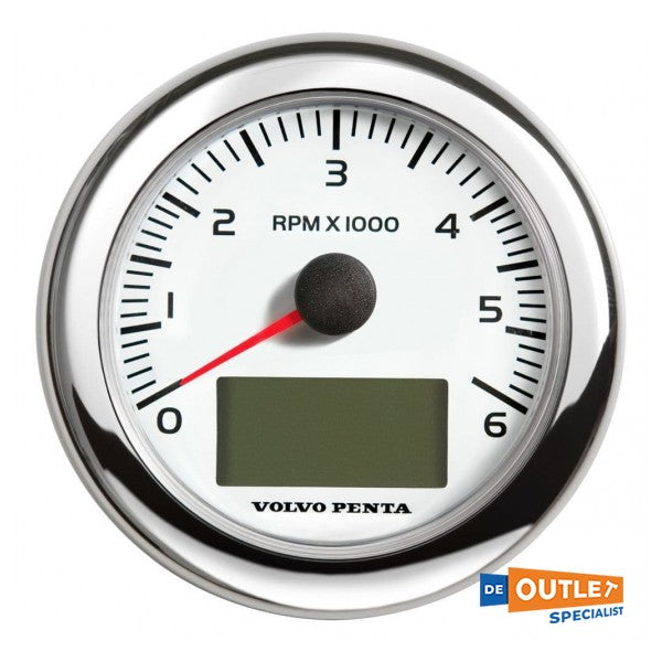 Bieden: Bieden: Volvo Penta EVC Tachometer 6000RPM White 85 mm - 21628157